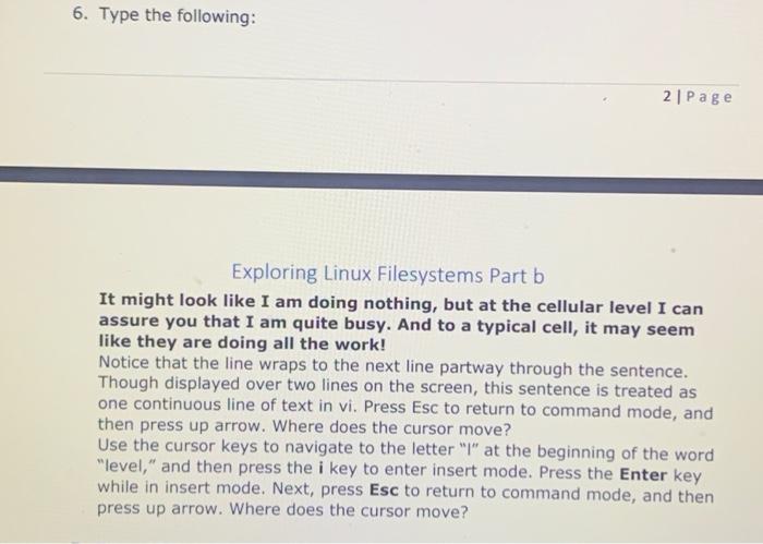 Solved Exploring Linux Filesystems Part b Create and Edit | Chegg.com