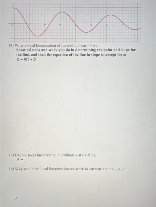 Solved 14) Write a local linearization of the motion near | Chegg.com
