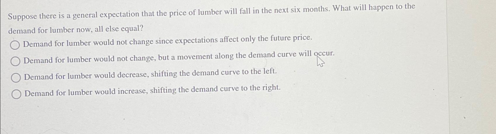 Solved Suppose there is a general expectation that the price | Chegg.com