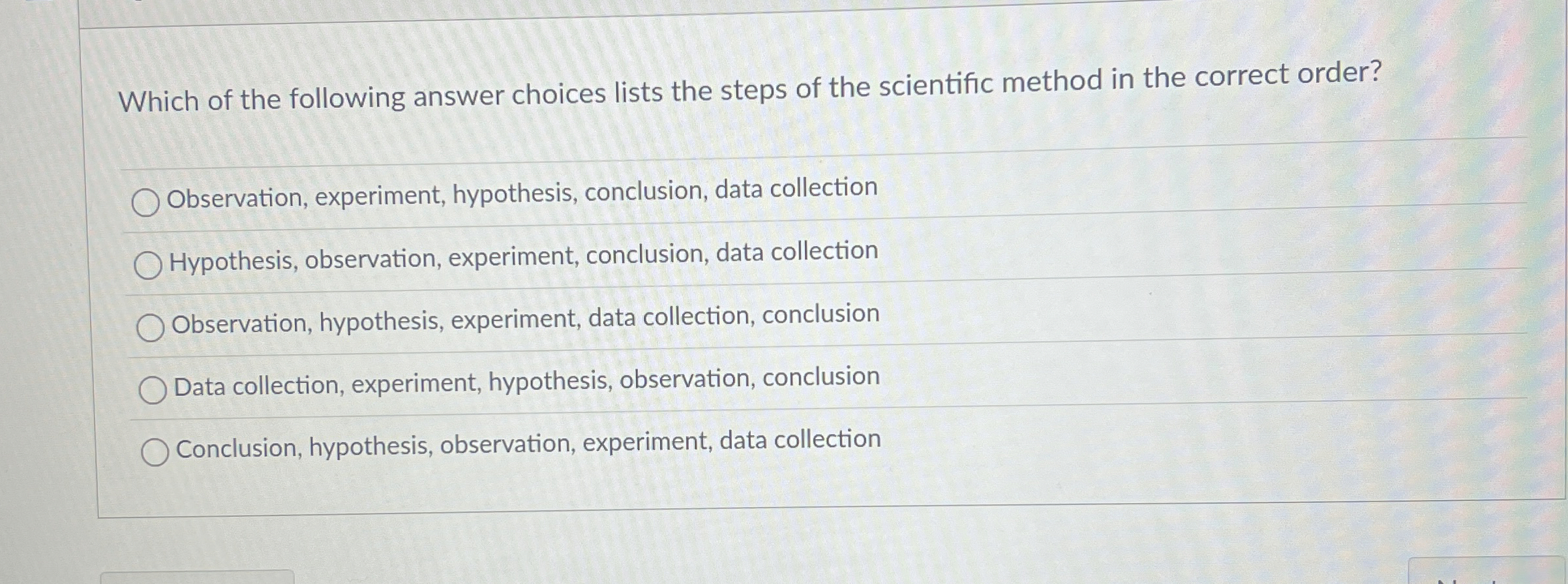 Solved Which of the following answer choices lists the steps | Chegg.com