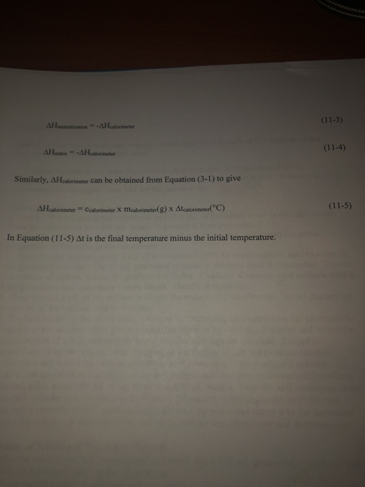 Thermochemistry Report Sheet Name and Drawer Number 5 | Chegg.com