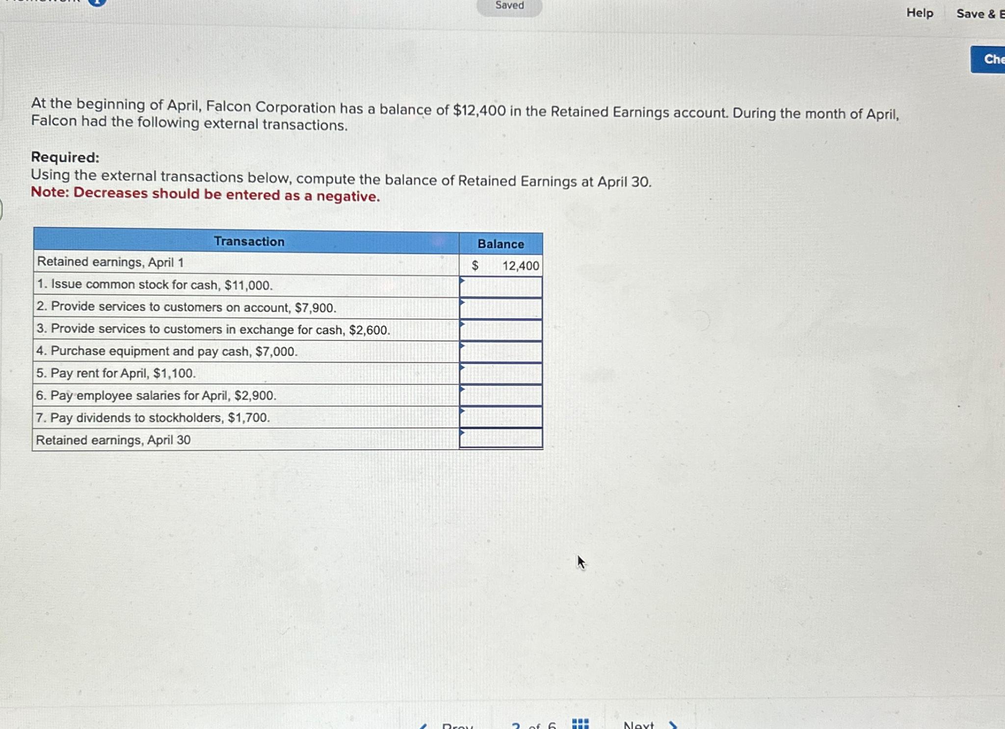 Solved SavedHelpSave & EAt the beginning of April, Falcon | Chegg.com