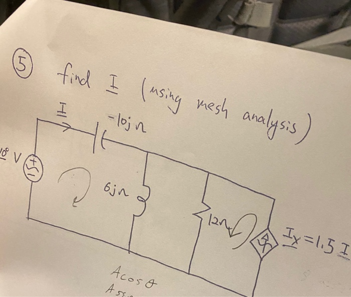 Solved find I (using mesh analysis) Tln Iy=115 I Acoso Asem | Chegg.com
