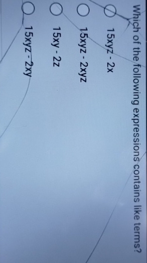 Solved Which of the following expressions contains like | Chegg.com