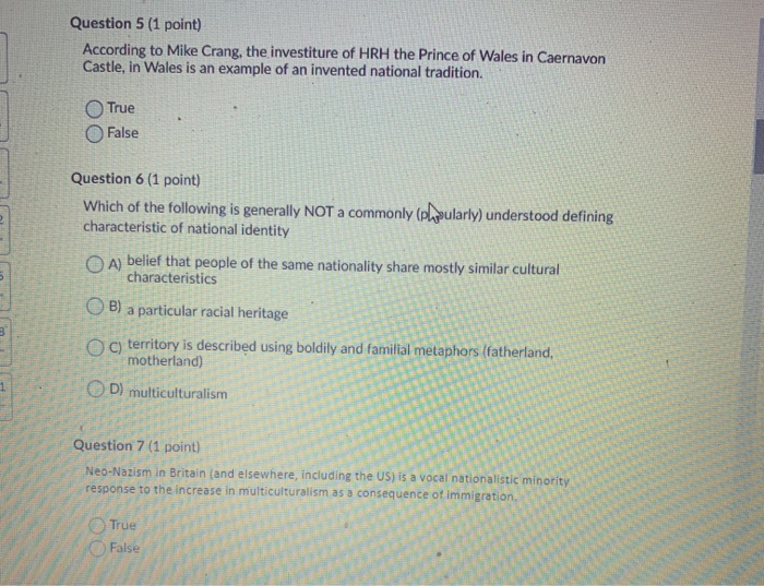 Solved Question 5 (1 point) According to Mike Crang, the | Chegg.com