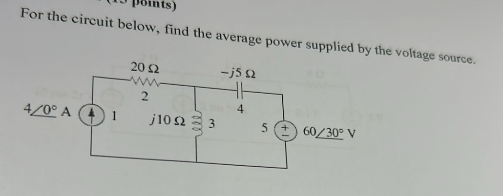 Solved For the circuit below, find the average power | Chegg.com