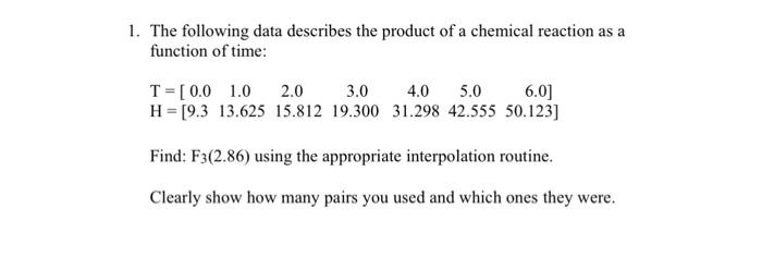 Solved The following data describes the product of a | Chegg.com