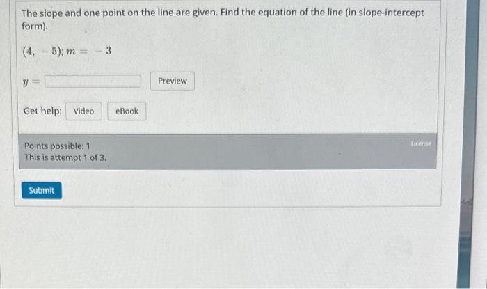 Solved The slope and one point on the line are given. Find | Chegg.com