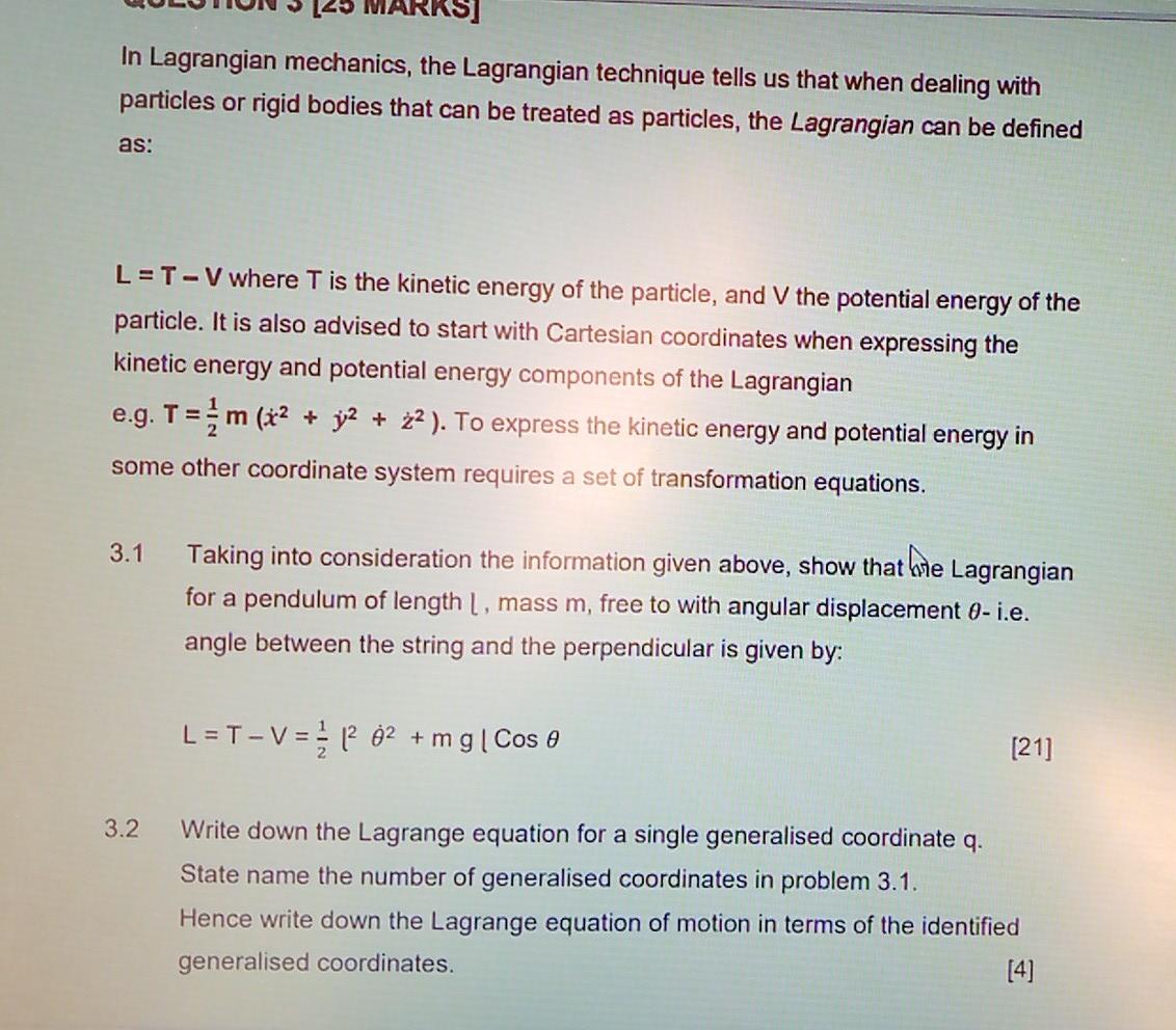 Solved 3.2 Write down the Lagrange equation for a single | Chegg.com