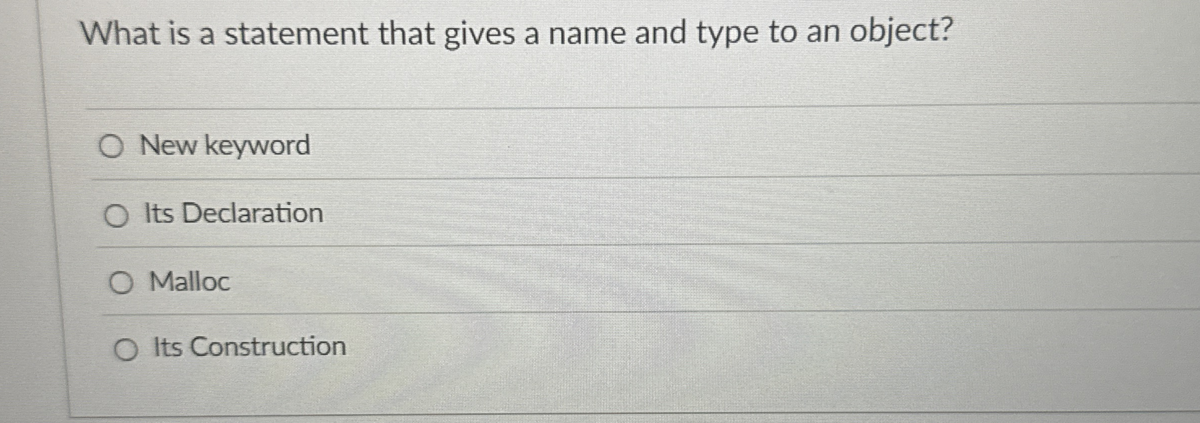 Solved What is a statement that gives a name and type to an | Chegg.com