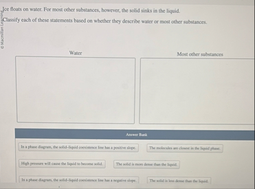 Solved Jee floats on water. For mody other substances, | Chegg.com