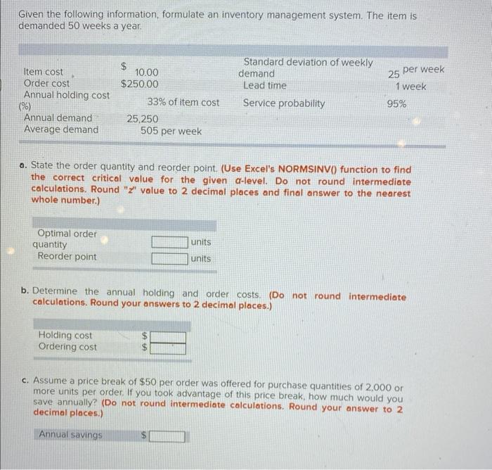 Solved Given the following information, formulate an | Chegg.com