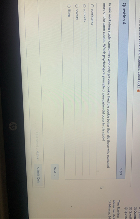 Solved Question 41 ﻿ptsIn one marketing study, consumers who | Chegg.com