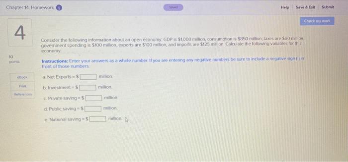 Solved Chapter 14 Homework Help Save & Exit Submit Check och | Chegg.com