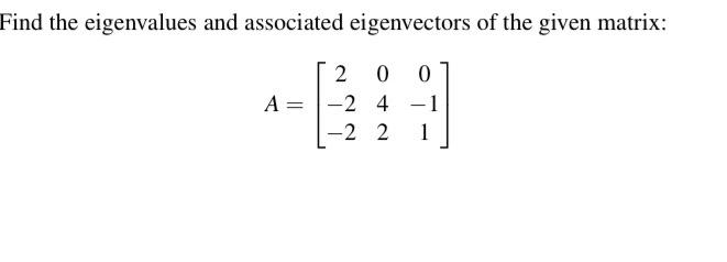 Solved Find the eigenvalues and associated eigenvectors of | Chegg.com