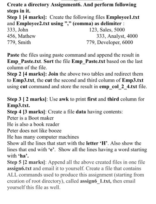Solved Create a directory Assignment. And perform following | Chegg.com