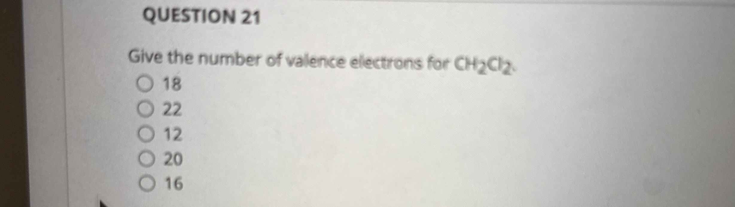 Solved QUESTION 21Give the number of valence electrons for | Chegg.com