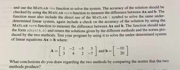 Solved the MATLAB iny 2.20. The system of equations Ax=b, | Chegg.com