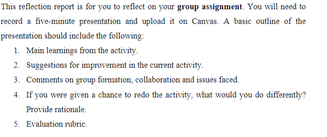 Solved This reflection report is for you to reflect on your | Chegg.com