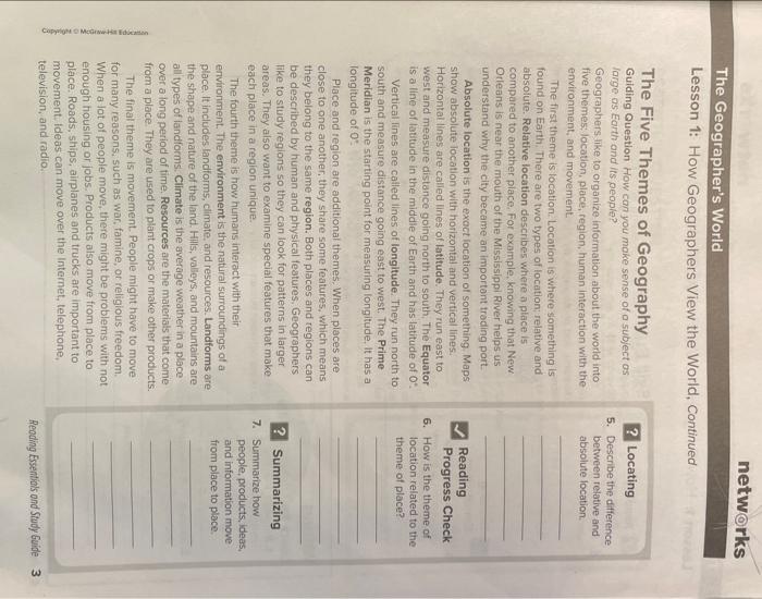 Solved The Geographer's World Lesson 1: How Geographers View | Chegg.com