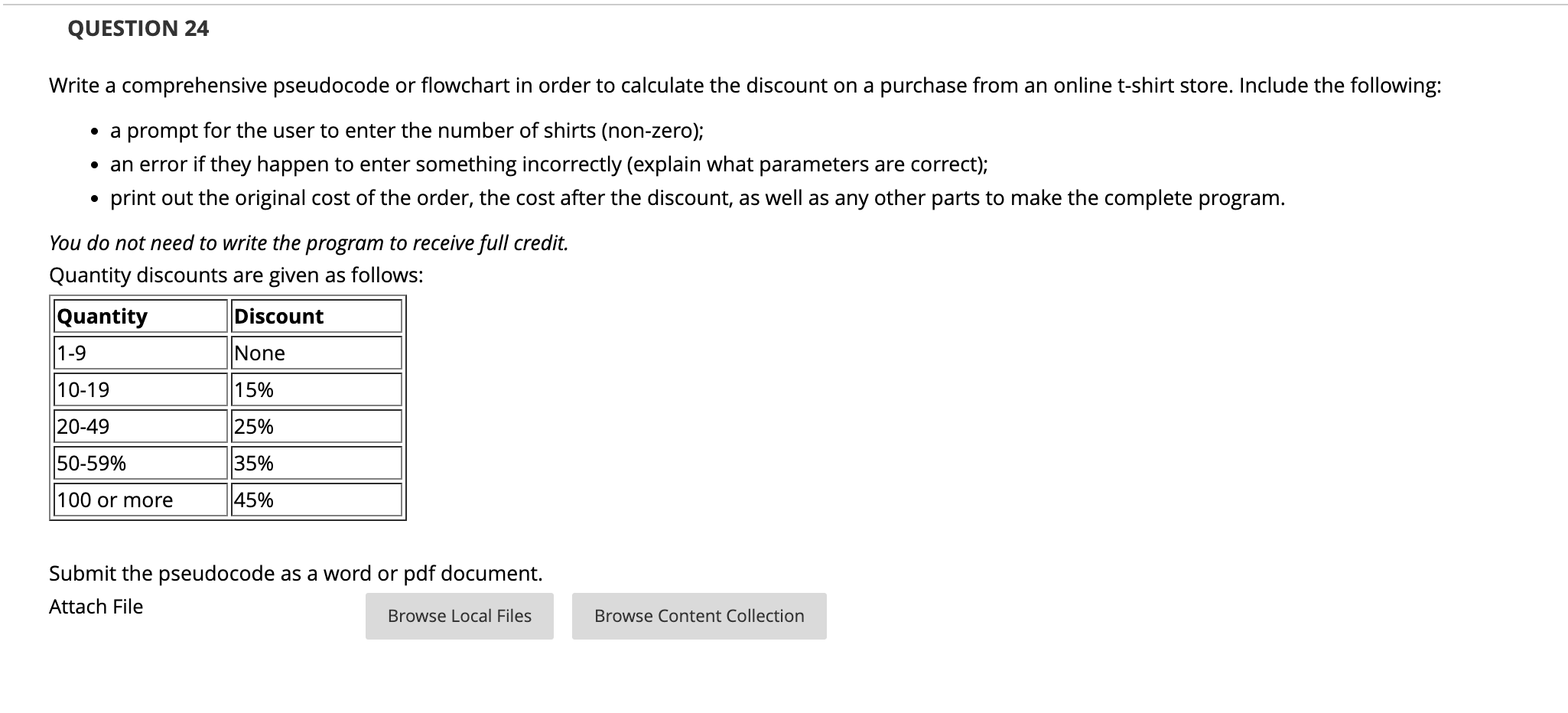 Solved QUESTION 24 ﻿PYTHON PSEUDOCODE OR FLOWCHART ONLY e | Chegg.com