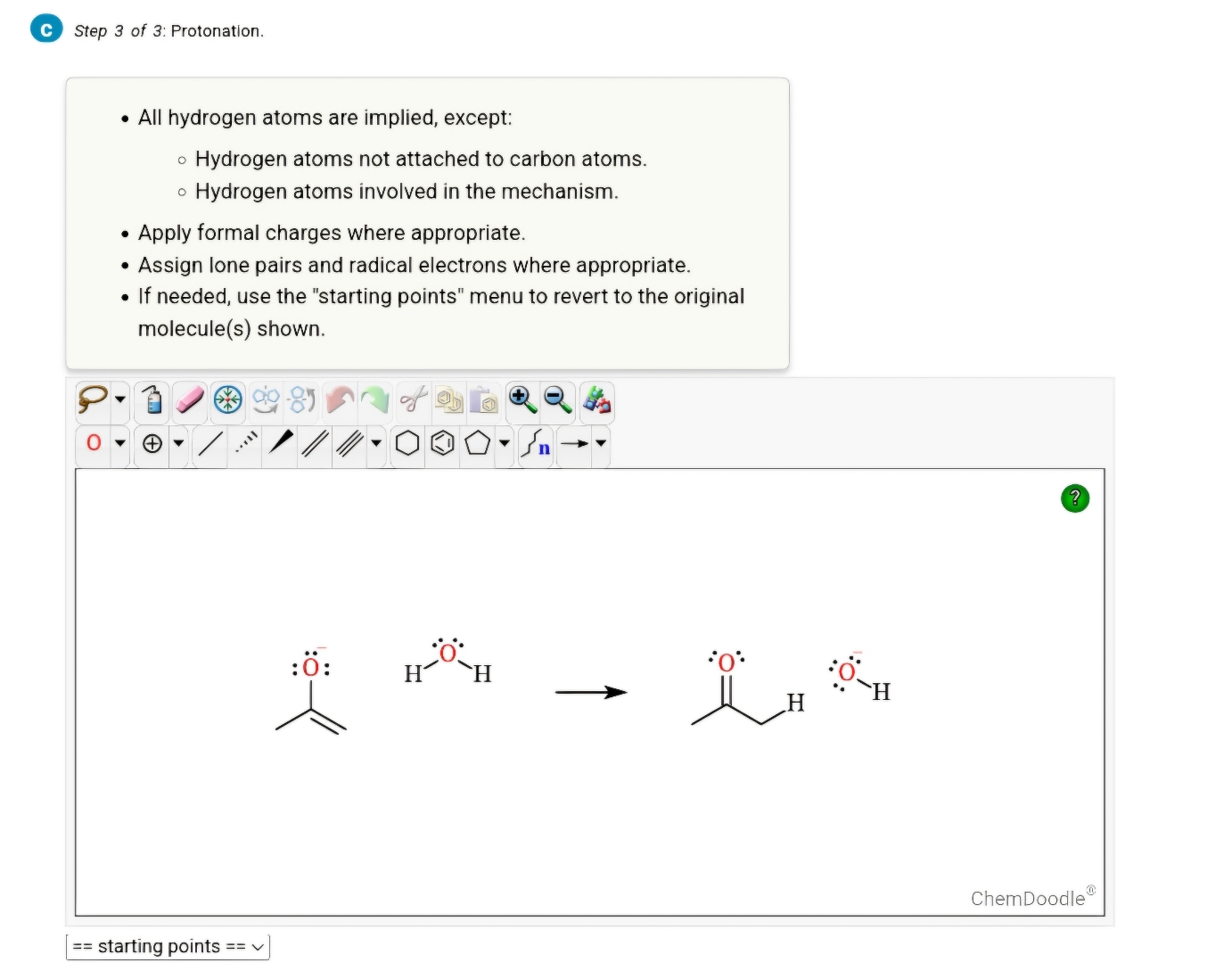 Step 3 ﻿of 3: Protonation.All hydrogen atoms are | Chegg.com