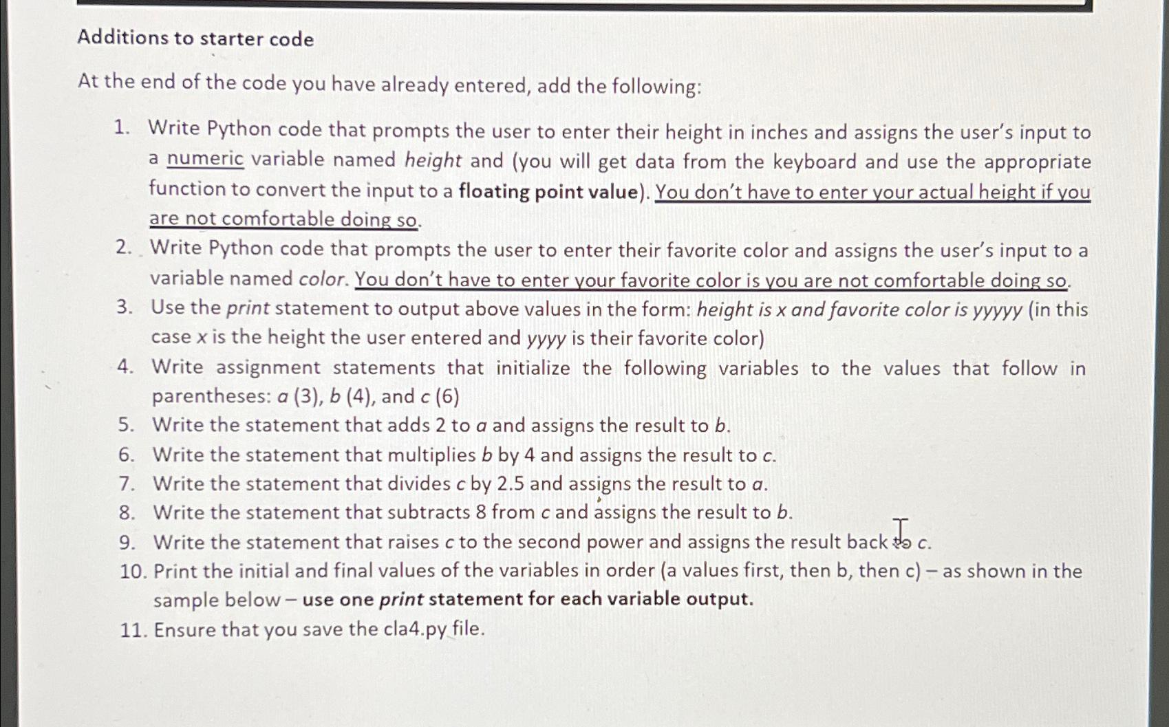 Solved Additions To Starter Codeat The End Of The Code You