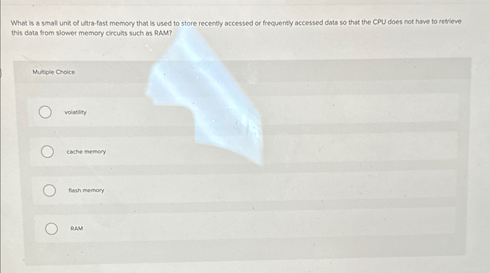 Solved What is a small unit of ultra-fast memory that is | Chegg.com