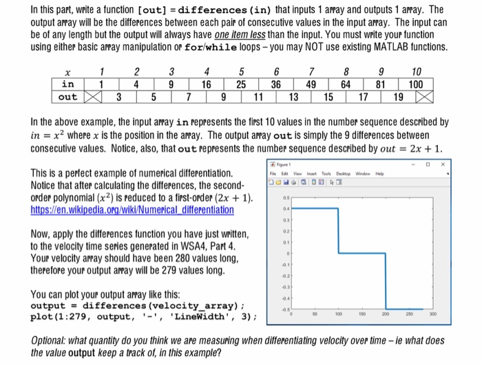 Solved In this part, write a function [out] = differences | Chegg.com