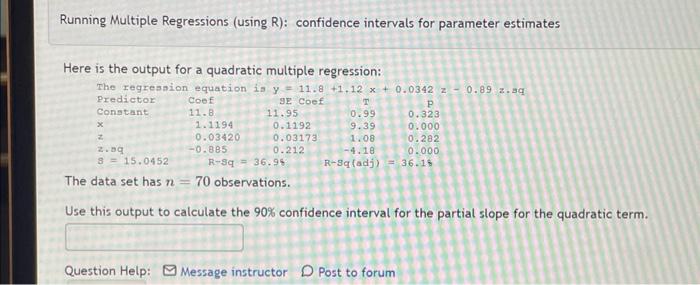 Solved Running Multiple Regressions (using R): confidence | Chegg.com
