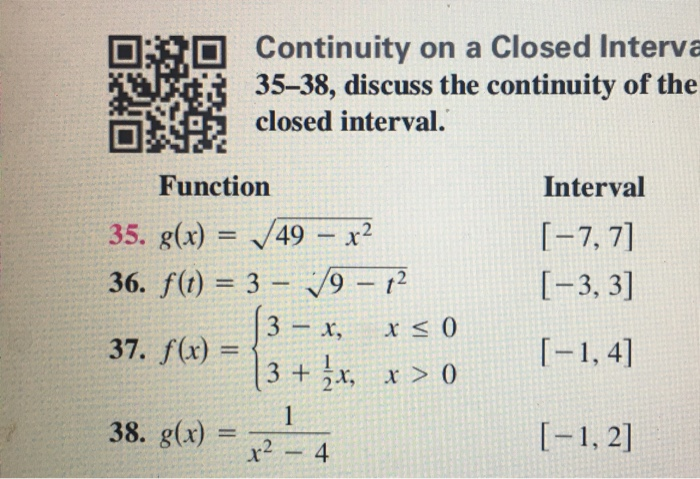 Solved in exercises 35-38 discuss rhe continuity of the | Chegg.com