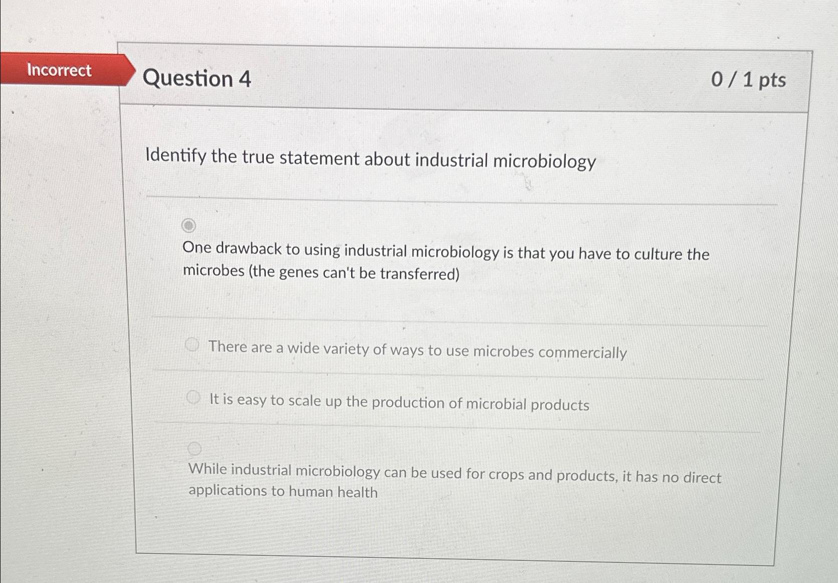 Solved IncorrectQuestion 401 ﻿ptsIdentify the true statement | Chegg.com
