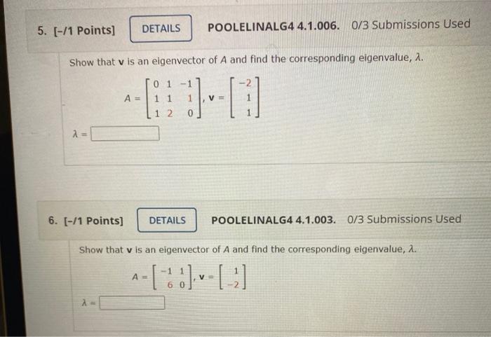 Solved 5. [-/1 Points] DETAILS POOLELINALG4 4.1.006. 0/3 | Chegg.com