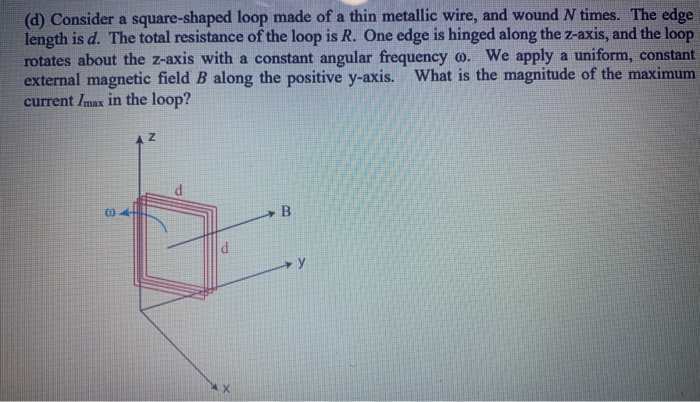 Solved (d) Consider a square-shaped loop made of a thin | Chegg.com