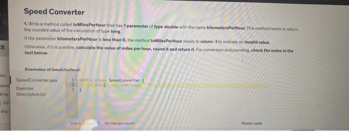 Solved Speed Converter 1. Write a method called | Chegg.com