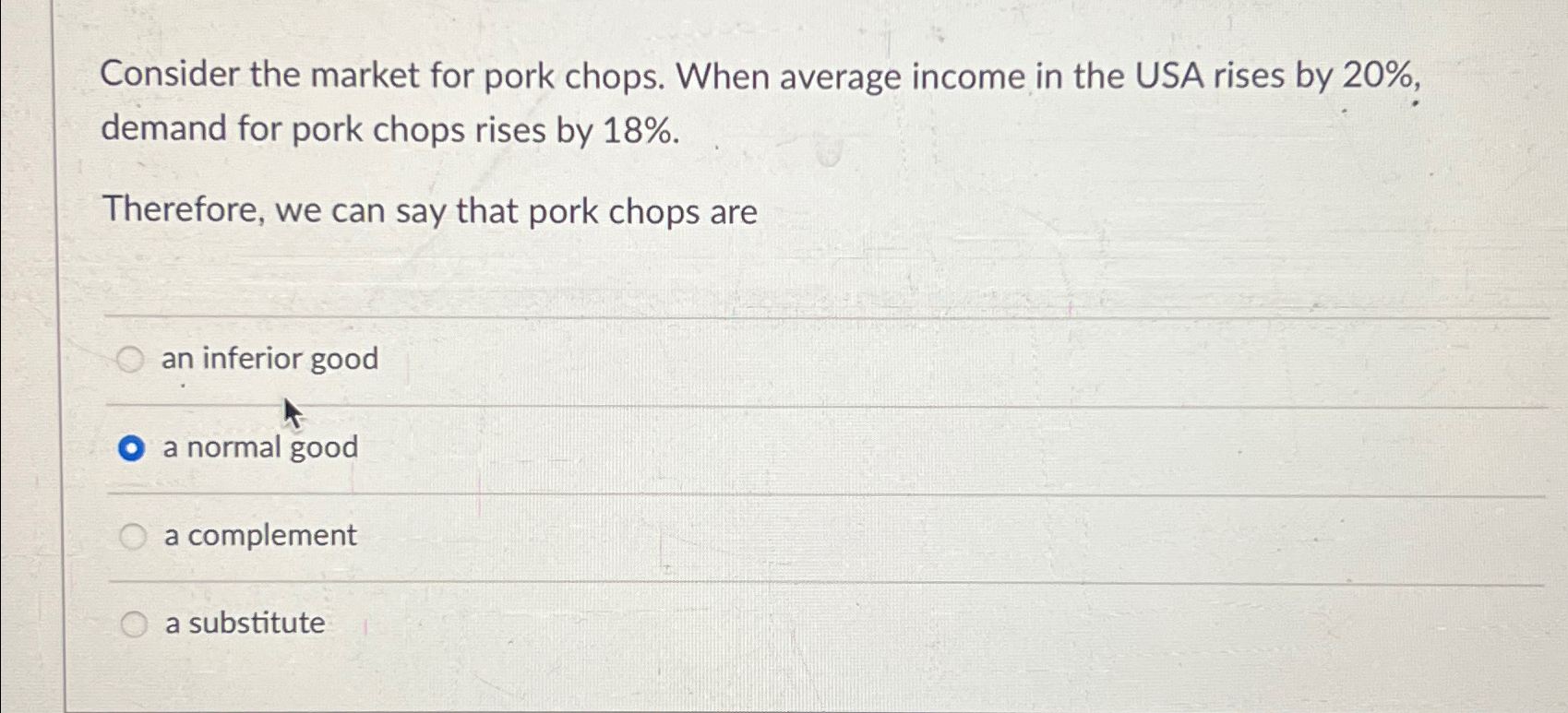 Solved Consider the market for pork chops. When average | Chegg.com