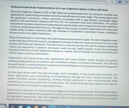 Solved Enhanced Case Study: Implementation of a Loan | Chegg.com