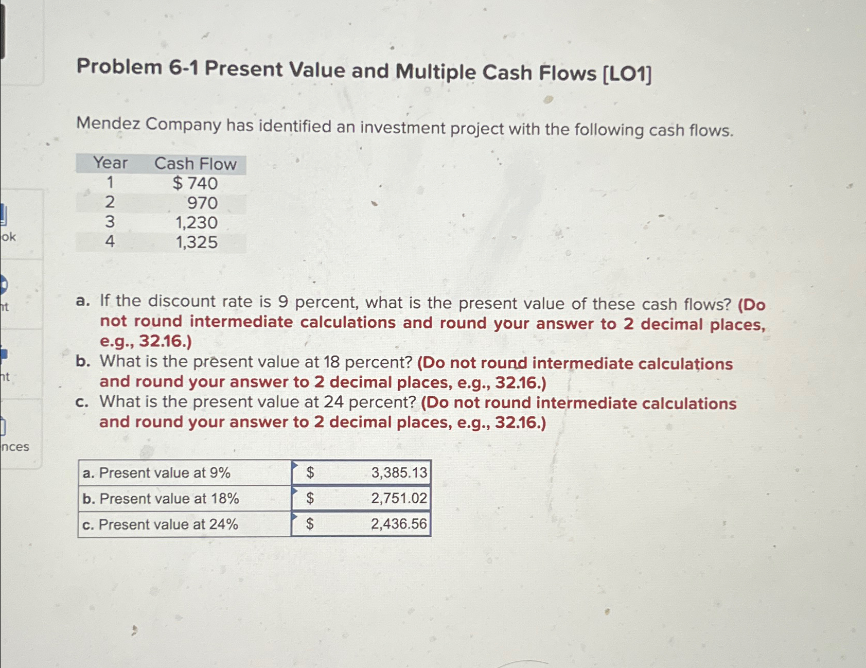 Solved Problem 6-1 ﻿Present Value and Multiple Cash Flows | Chegg.com