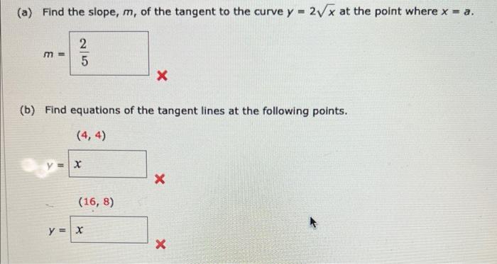 Solved (a) Find the slope, m, of the tangent to the curve | Chegg.com
