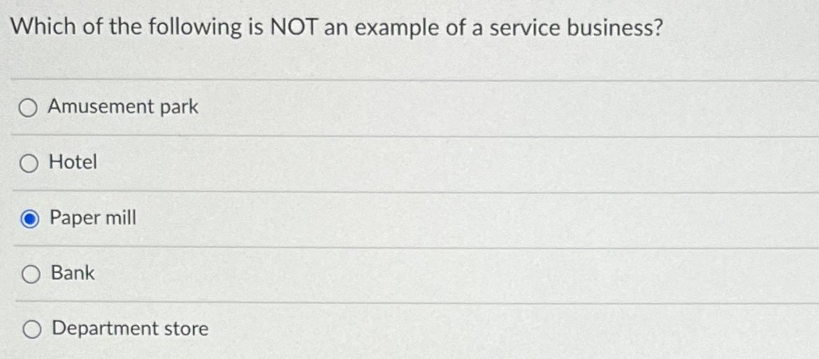 Solved Which of the following is NOT an example of a service | Chegg.com
