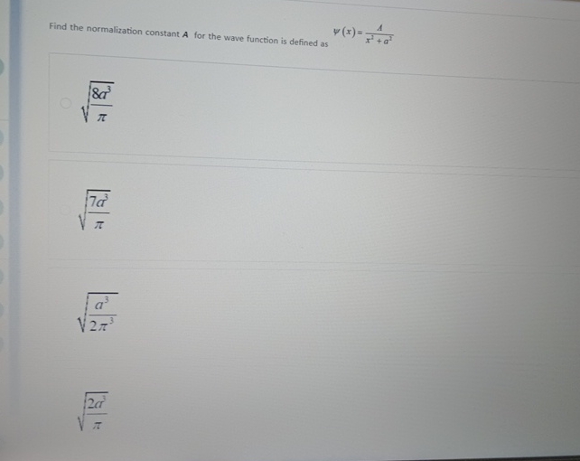 Solved Find The Normalization Constant A For The Wave