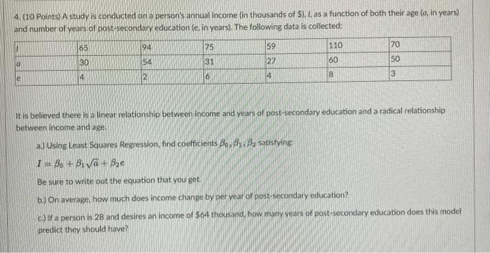 Solved 4. (10 Points) A study is conducted on a person's | Chegg.com