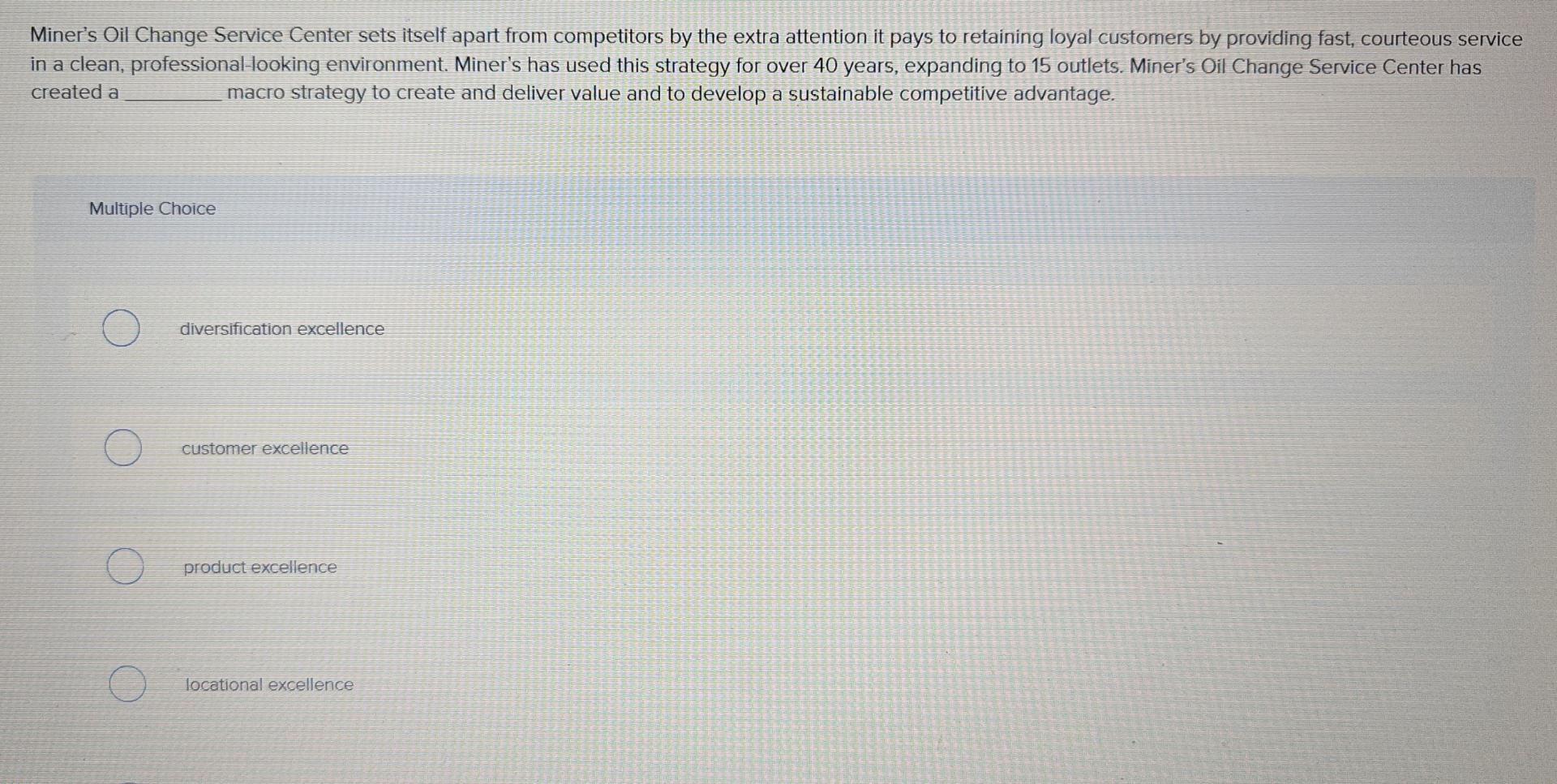 Solved Miner's Oil Change Service Center sets itself apart | Chegg.com