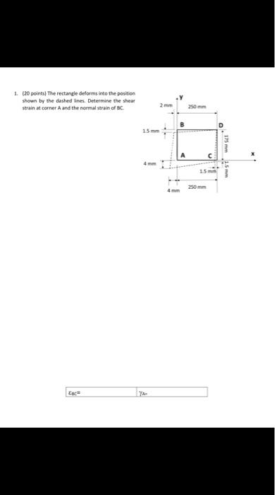 Solved 1. (20 points) The rectangle deforms into the | Chegg.com