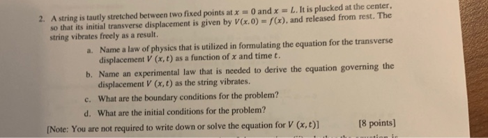 Solved 2. A string is tautly stretched between two fixed | Chegg.com