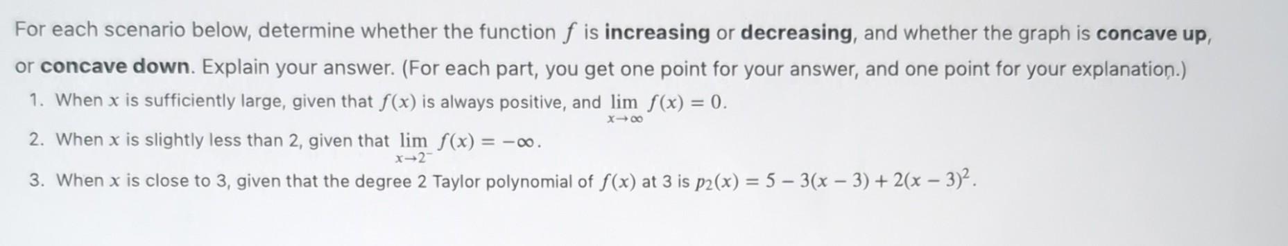 Solved For each scenario below, determine whether the | Chegg.com