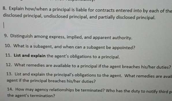 Solved Explain how/when a principal is liable for contracts | Chegg.com