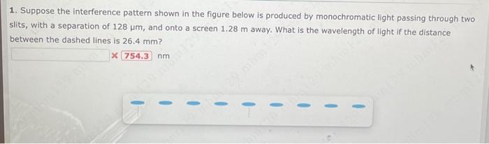 Solved 1 Suppose The Interference Pattern Shown In The