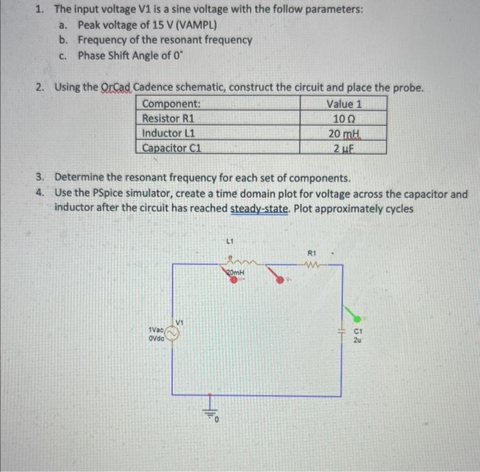 Solved 1. The input voltage V1 is a sine voltage with the | Chegg.com