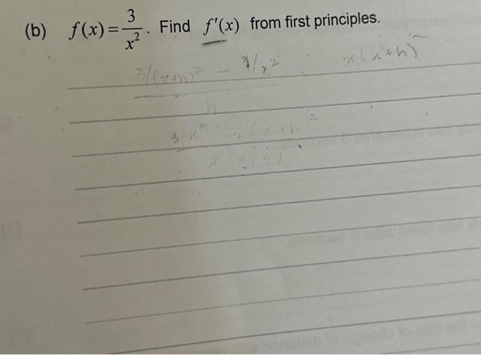Solved f(x)=x23. Find f′(x) from first principles. | Chegg.com